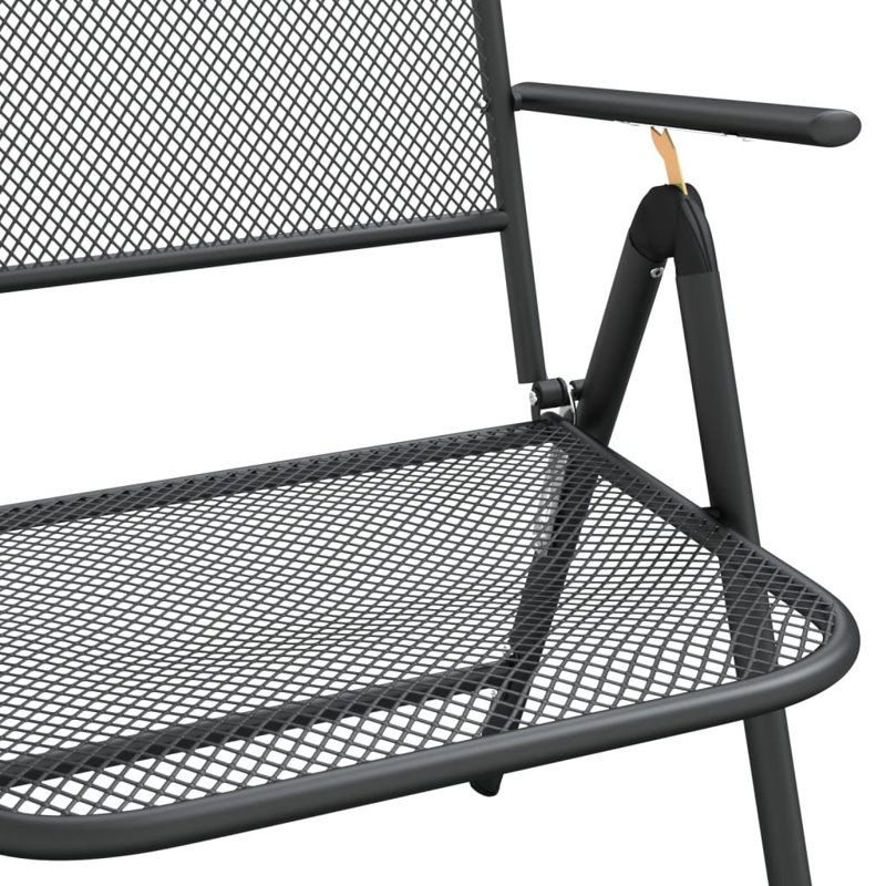 Ebern Designs Set Of 2 Folding Patio Chairs Anthracite Expanded Metal Mesh Outdoor Seating Wayfair